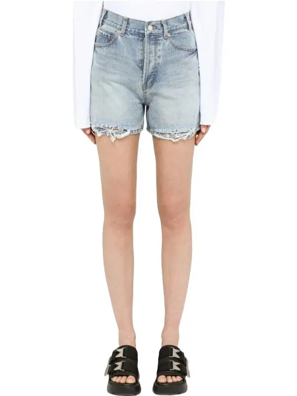 We11Done High Waist Ripped Denim Shorts - Multicolor