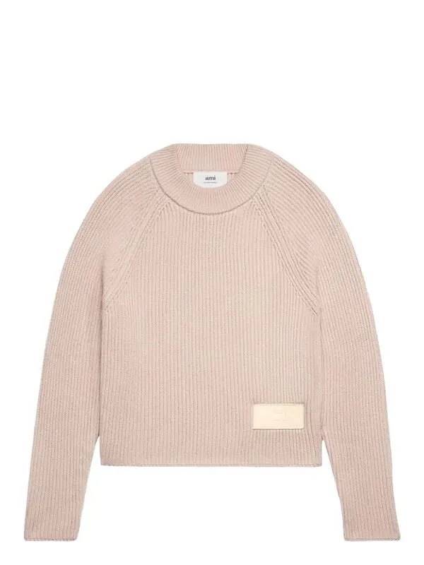 Ami Crewneck Knitted Jumper - Nude
