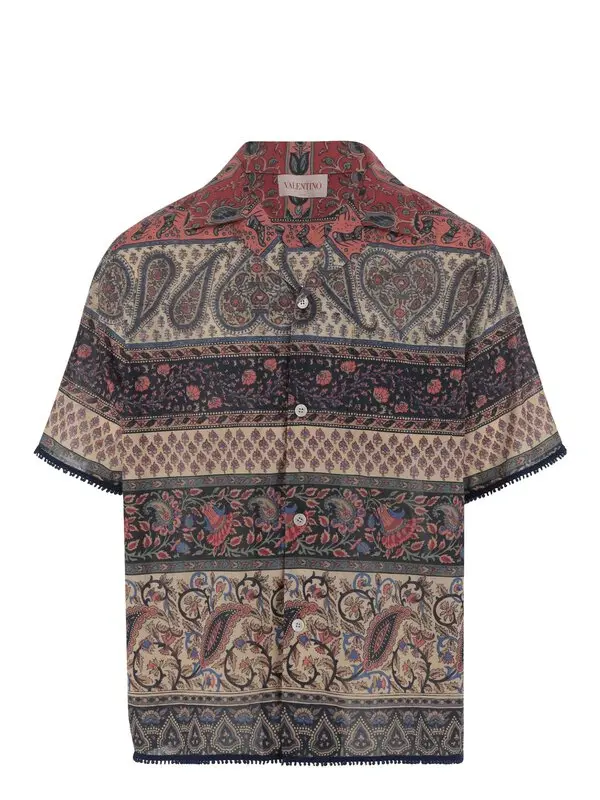 Valentino Garavani Voyage Imaginaire Printed Bowling Shirt - Black