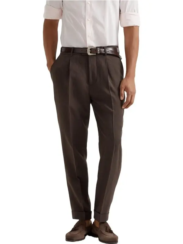 Brunello Cucinelli Pleated Tailored Trousers - Brown