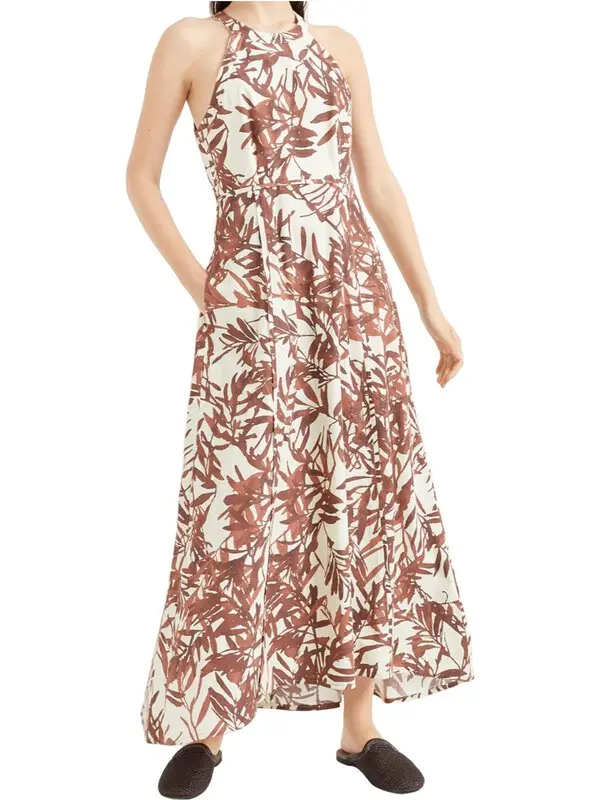 Brunello Cucinelli Herbarium Printed Sleeveless Maxi Dress - Red