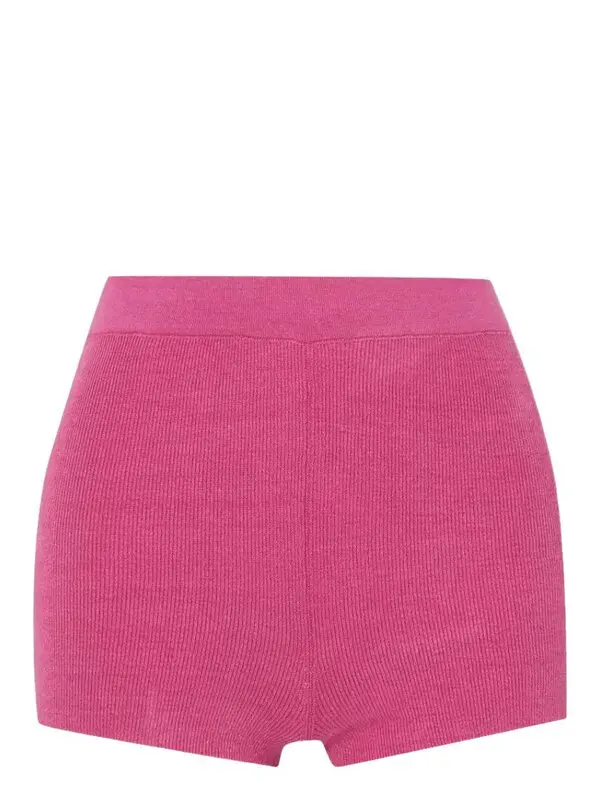 Jacquemus Arancia Ribbed Knitted Shorts - Pink