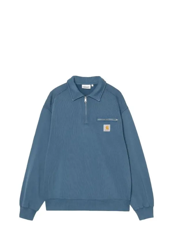 Carhartt Work In Progress Quarter-zip Pocket Sweatshirt - Blue River, Stone Washed