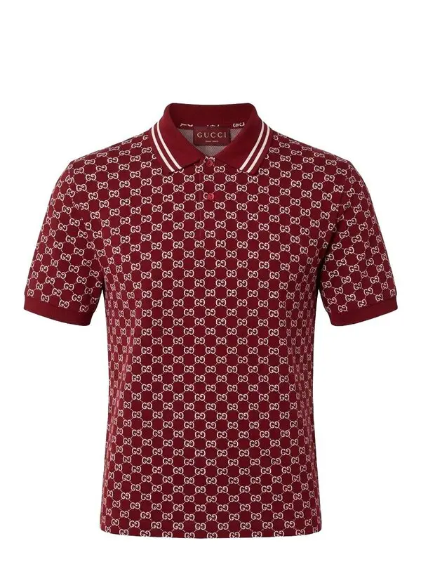 Gucci Gg Cotton Piquet Jacquard Polo Shirt - Red
