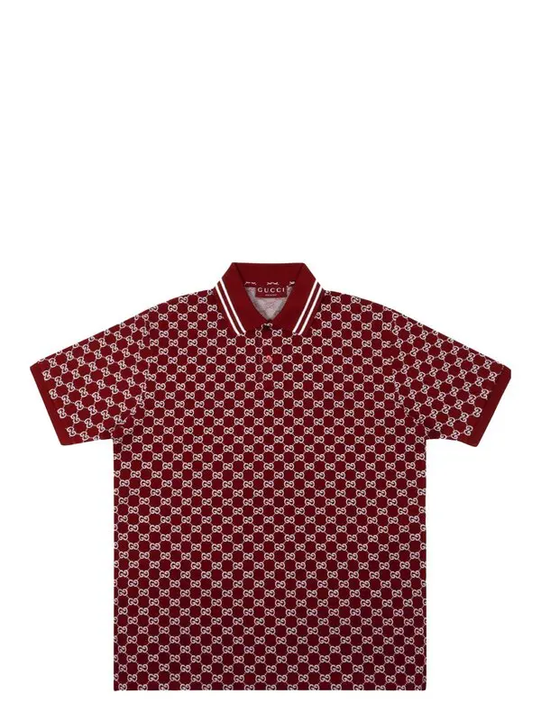 Gucci Gg Jacquard Short-sleeved Polo Shirt - Red