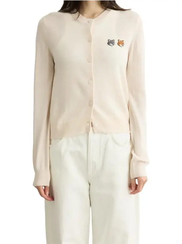 Maison Kitsuné Double Fox Head Regular Cardigan - Latte