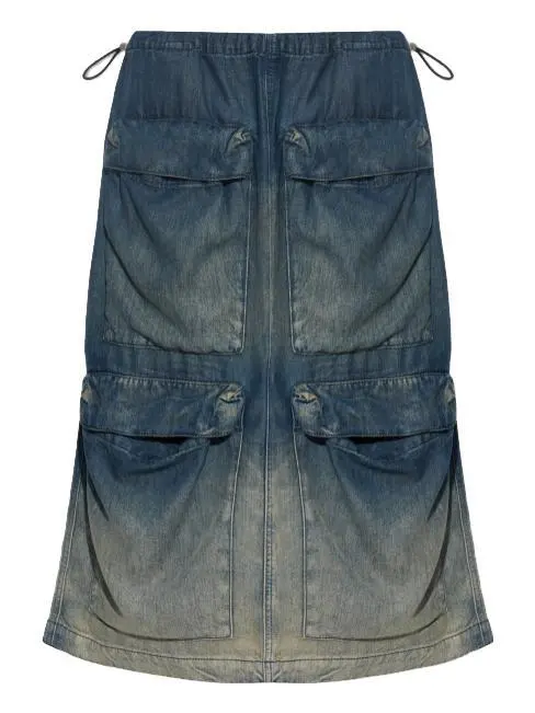 DIESEL® Multi-pocket Denim Midi Skirt - Navy Blue