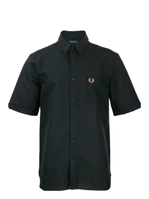Fred Perry Wheat Ear Pattern Short-sleeved Shirt - Black