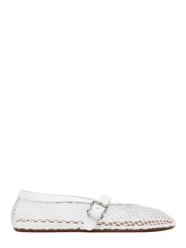 Alaïa Mesh Ballet Flats With Buckle Strap - White