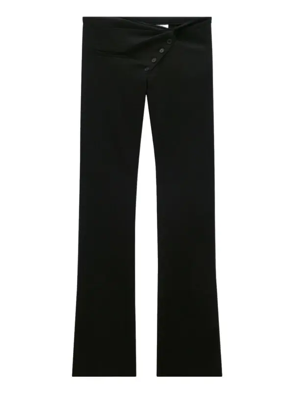 COURREGES Twist-front Bootcut Wool Trousers - Black
