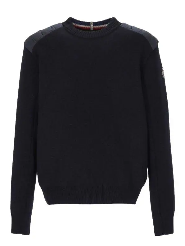 Moncler Logo Embroidered Down Jumper - Dark Blue