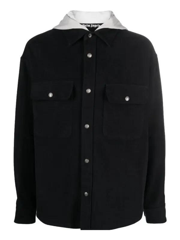 Palm Angels Monogram Embroidered Hooded Jacket - Black