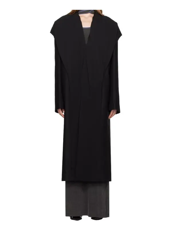 Y/project Draped-detail Twill Coat - Black