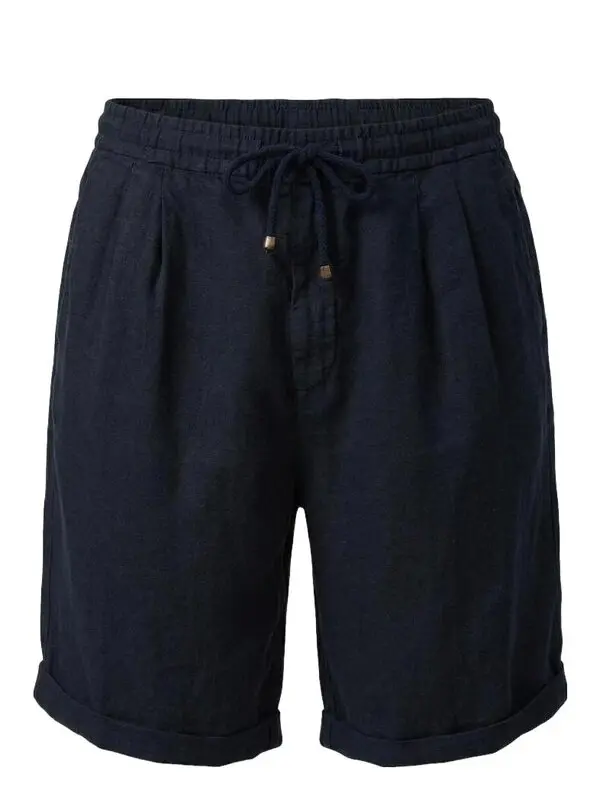 Brunello Cucinelli Elasticated Knee-length Shorts With Cuffed Hem - Navy