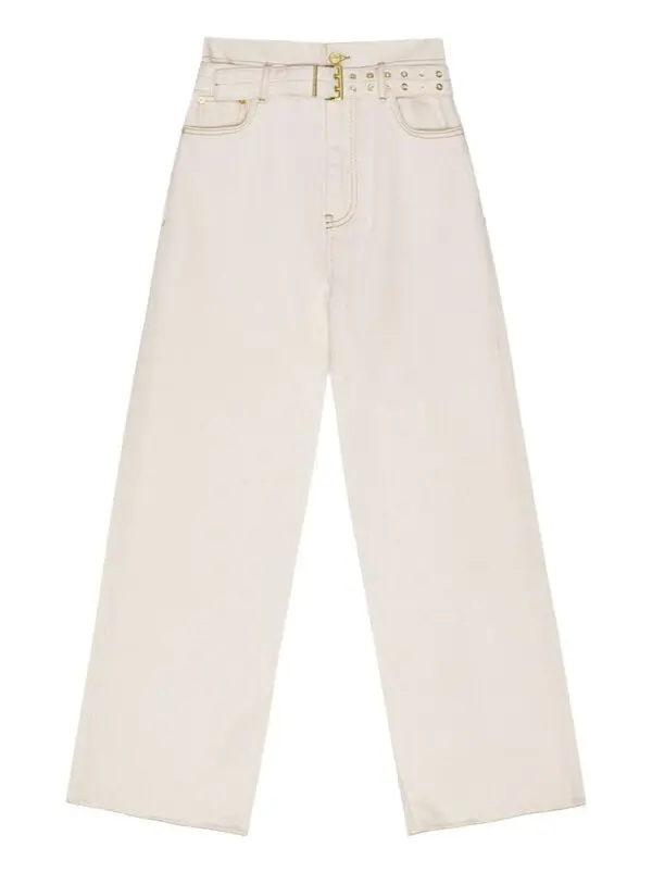 GANNI High Waisted Wide Leg Jeans - Egret