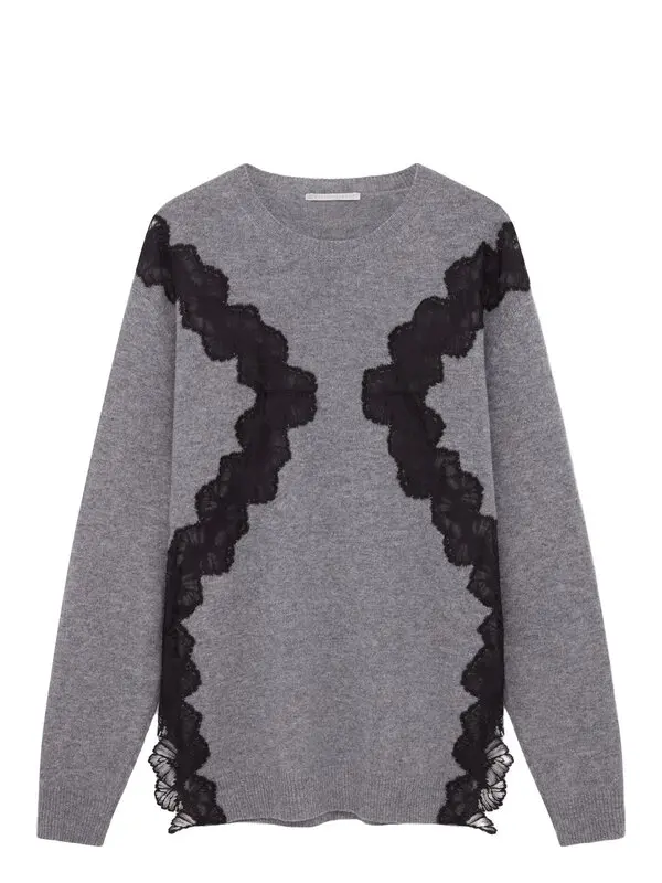Stella McCartney Lace-detailed Knitted Mini Dress - Grey Melange