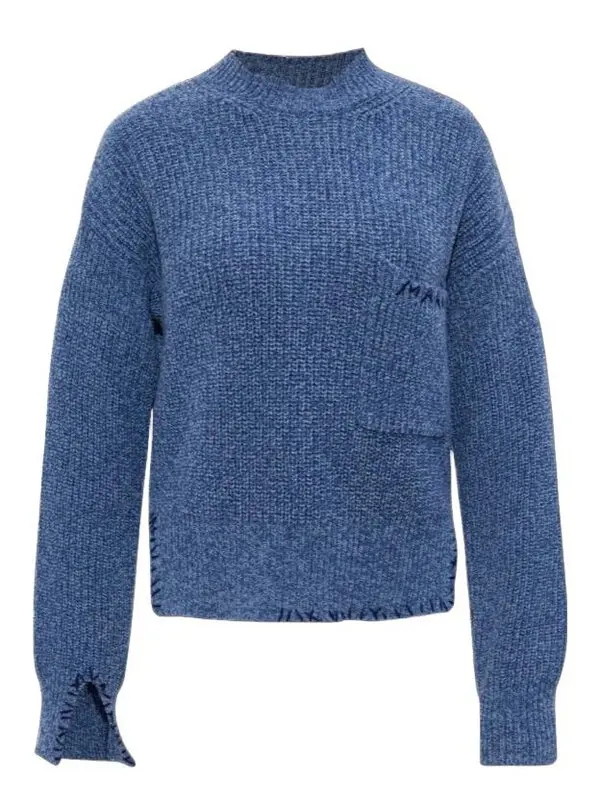 Marni Logo Embroidered Knitted Jumper - Blue