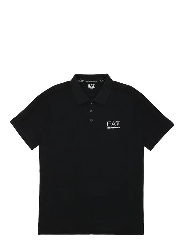 EA7 Logo Lapel Polo Shirt - Black