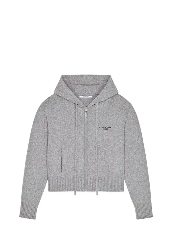 Givenchy Zipped Wool And Cashmere Hoodie - Light Grey