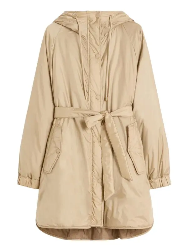 Max Mara Hooded Coat With Belt - Beige