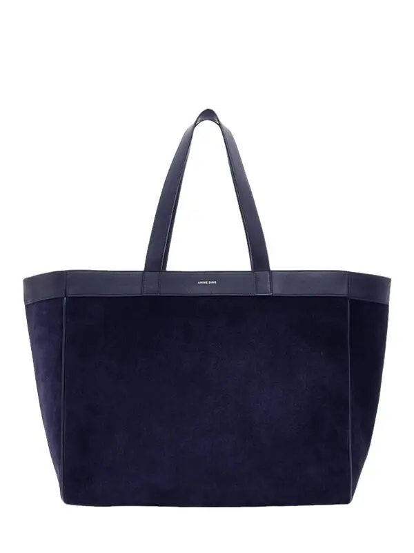 ANINE BING Logo Detailed Top Handle Tote Bag - Navy Blue