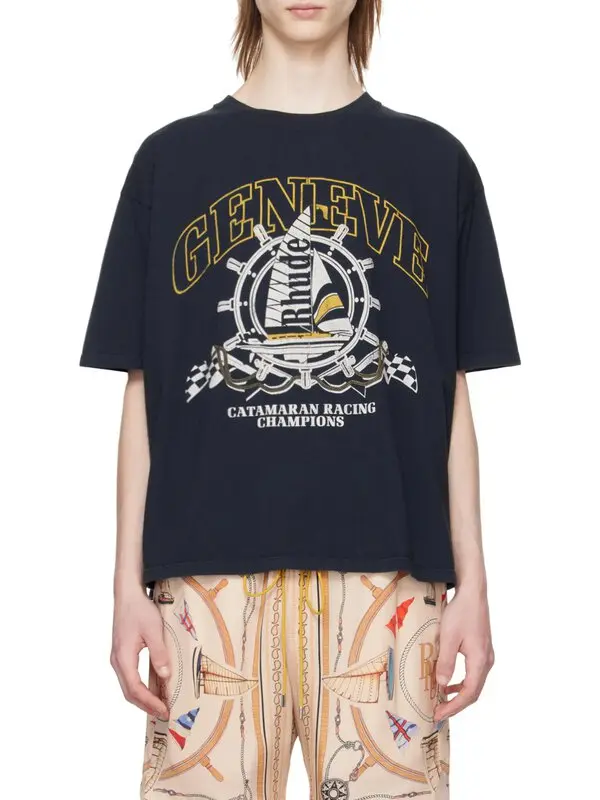 Rhude Geneve Catamaran Cotton T-shirt - Black
