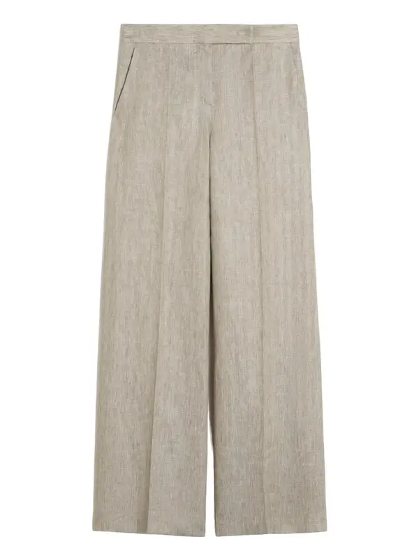 Max Mara Chevron Wide Leg Trousers - Beige
