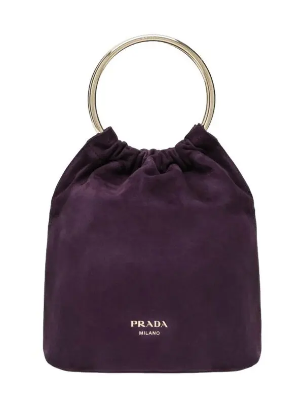 Prada Logo Bucket Bag - Plum Red
