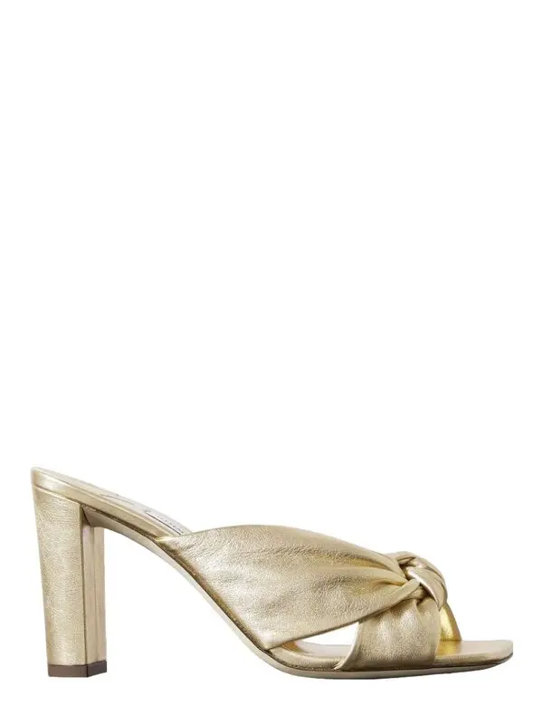 JIMMY CHOO Avenue Metallic Heeled Mules - Nude