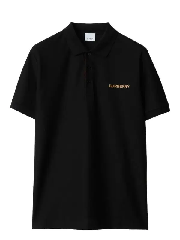 Burberry Polo Shirt With Lapel Short Sleeve - Black