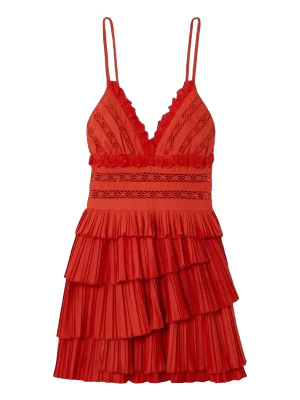 Sea Madeira Embroidery Mini Dress - Red
