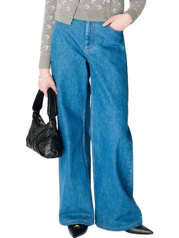 MARINE SERRE Moon Laser Flare Jeans - Blue