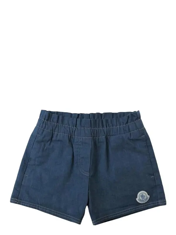 Moncler Logo Patch Elasticated Shorts - Blue