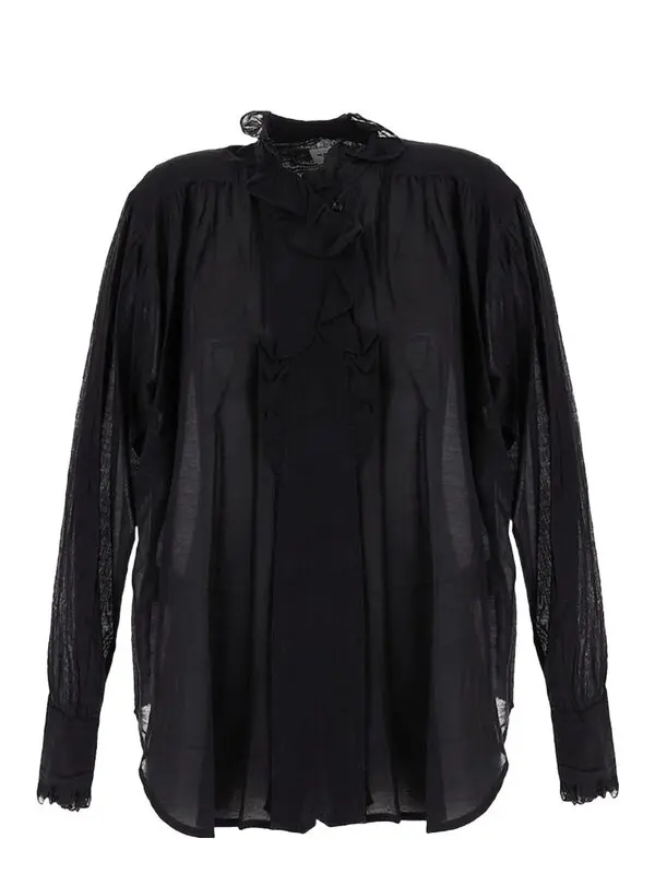 Isabel Marant Étoile Ruffle Detail Long Sleeve Top - Black