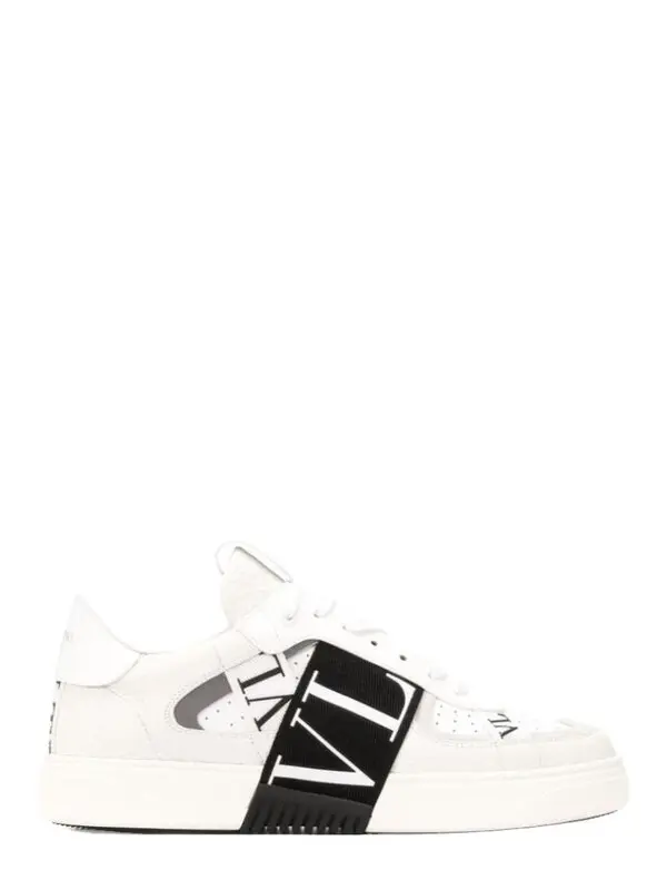 Valentino Garavani Vltn Round Toe Lace-up Sneakers - White And Black