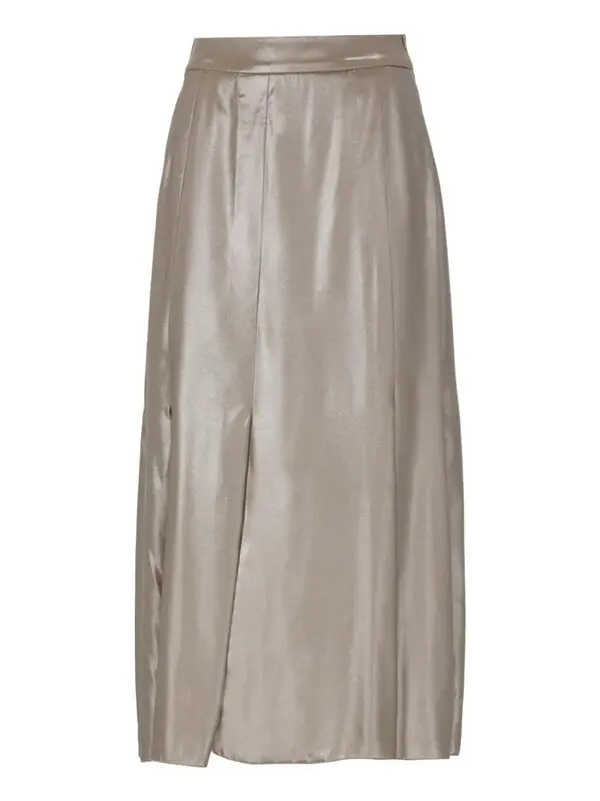 Peserico Laminated Twill Midi Skirt - Gray