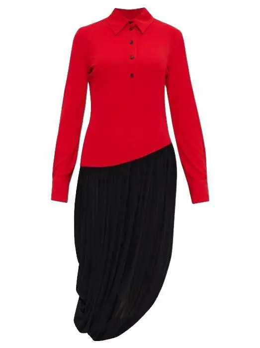 FERRAGAMO Shirt Dress With Asymmetrical Hem - New Red