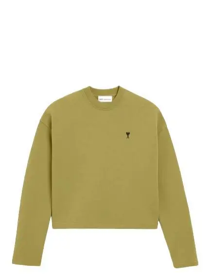 Ami Logo Embroidered Crewneck T-shirt - Matcha