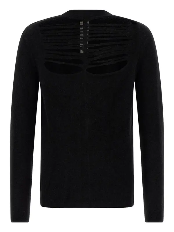 Rick Owens Long Sleeve Cut-out Front Sweater - Black