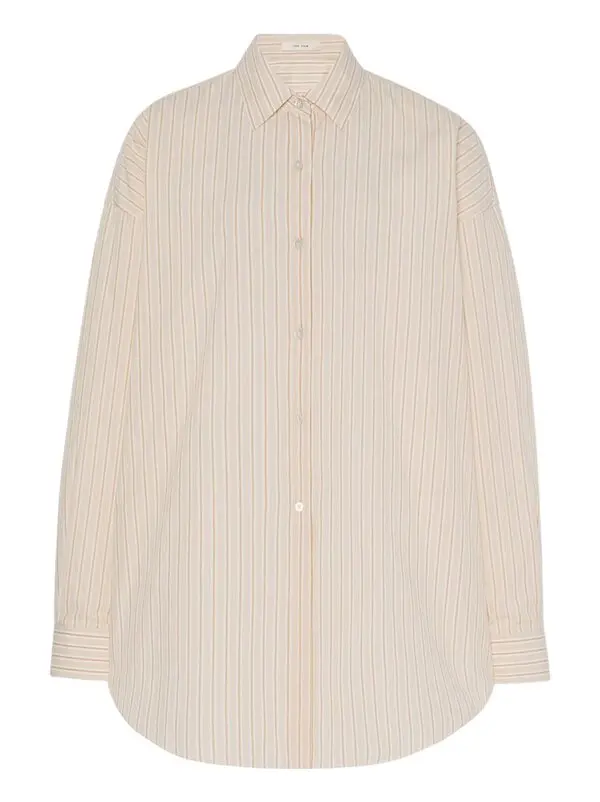 THE ROW Caster Striped Poplin Shirt - Beige
