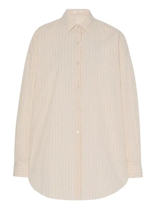 THE ROW Caster Striped Poplin Shirt - Beige
