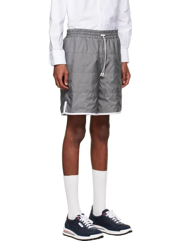 Thom Browne Ripstop Drawstring Track Shorts - Silver-gray