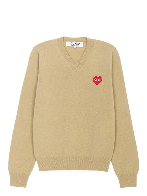 Comme Des Garçons Long Sleeve V-neck Sweater - Brown