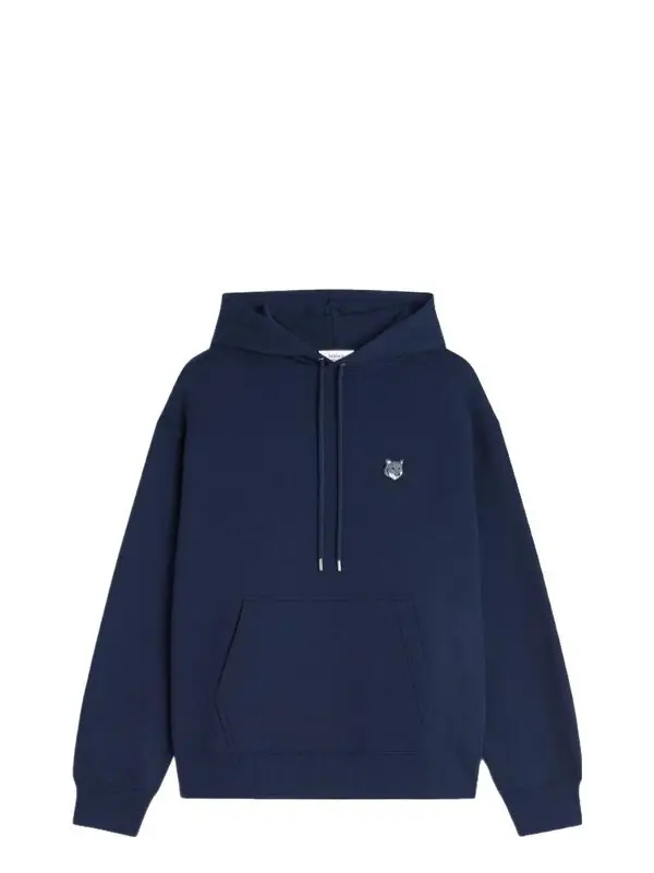 Maison Kitsuné Fox Head Patch Drawstring Hoodie - Navy