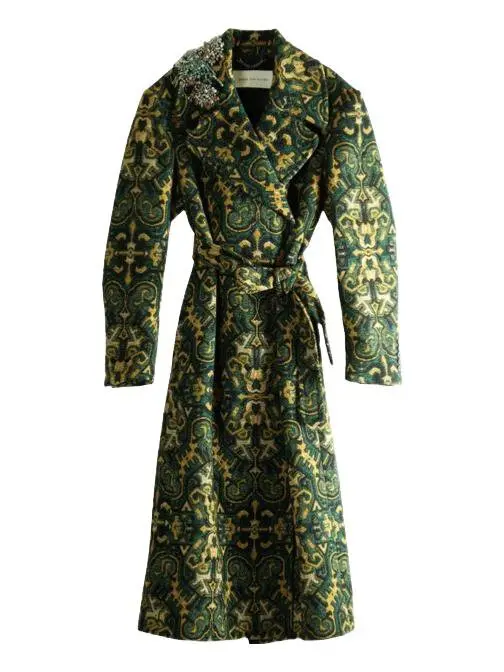 Dries Van Noten Rafaella Embellished Graphic Coat - Bottle