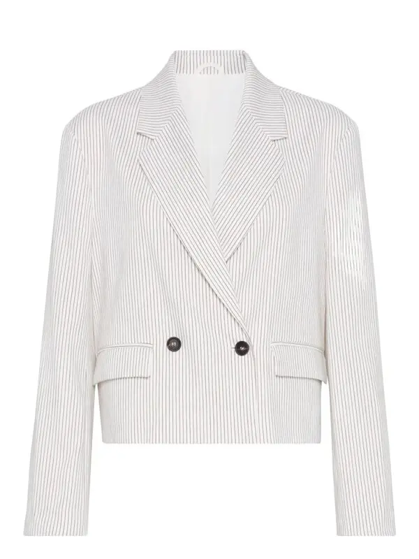 Brunello Cucinelli Pinstriped Double-breasted Blazer - No