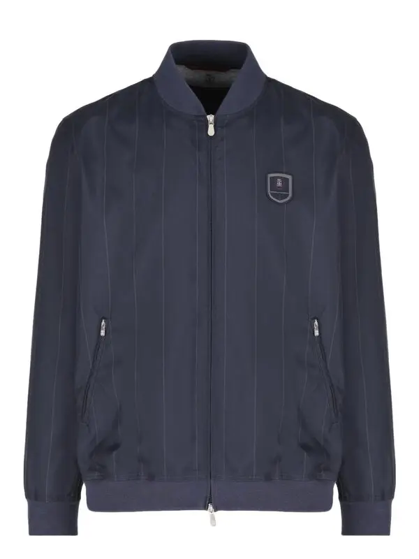 Brunello Cucinelli Striped Bomber Jacket - Blue