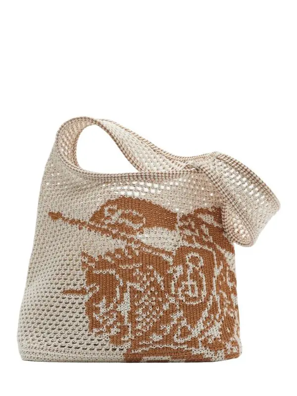Burberry Ekd Motif Crochet Shoulder Bag - White/sand