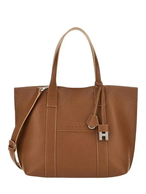 Hogan Logo Embossed Top Handle Bag - Brown