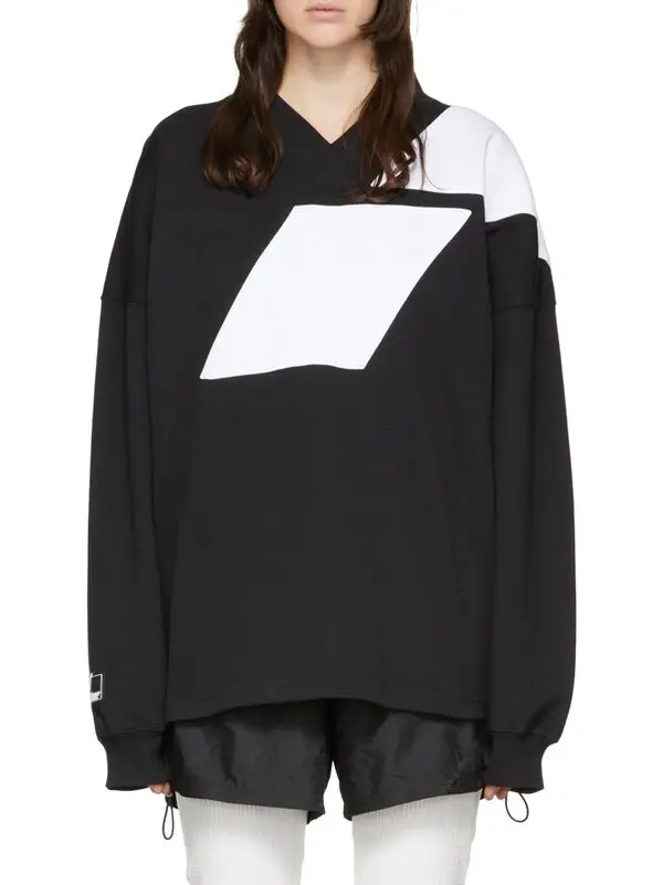 We11Done V-collar Color Long-sleeved T-shirt - Black